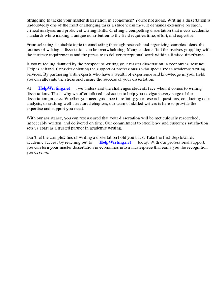 Master Dissertation Topics Economics | PDF | Thesis | Macroeconomics