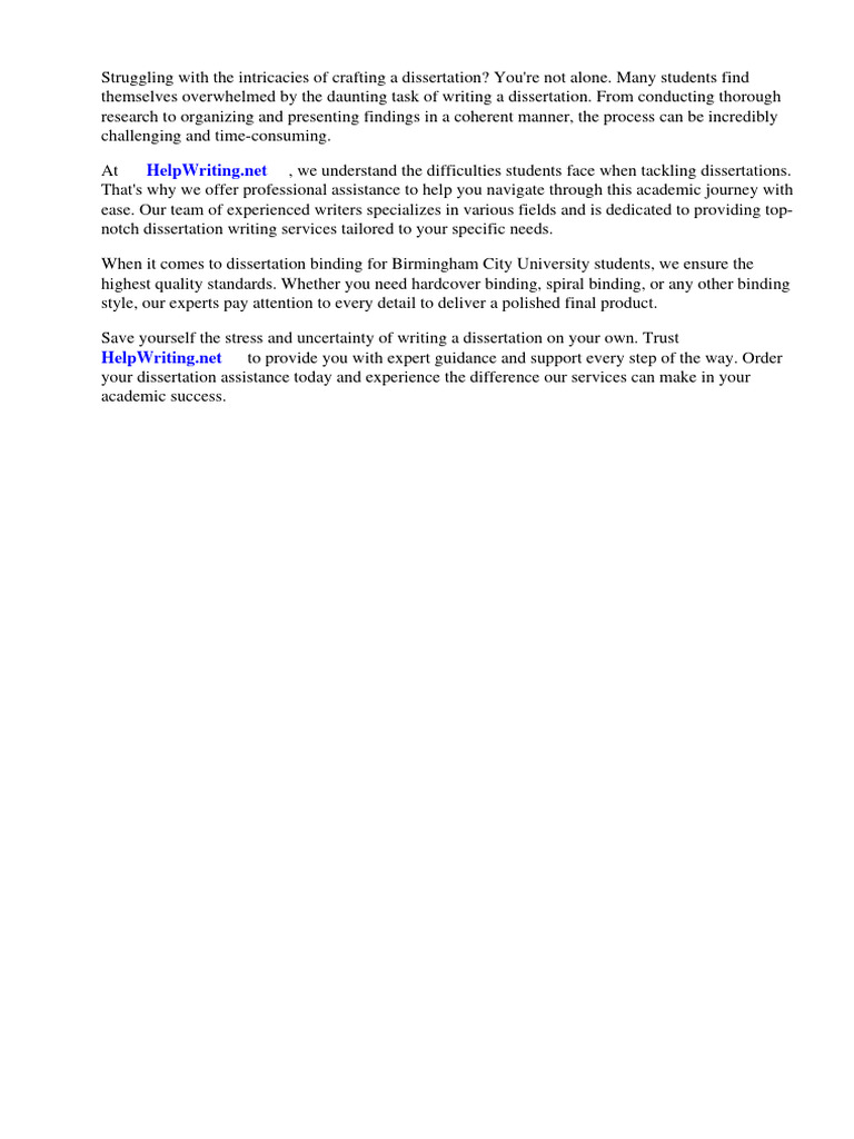 Dissertation Binding Birmingham City University | PDF | Thesis | Bookbinding