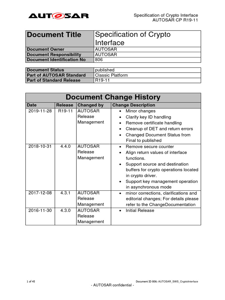AUTOSAR SWS CryptoInterface | PDF | Pointer (Computer Programming ...