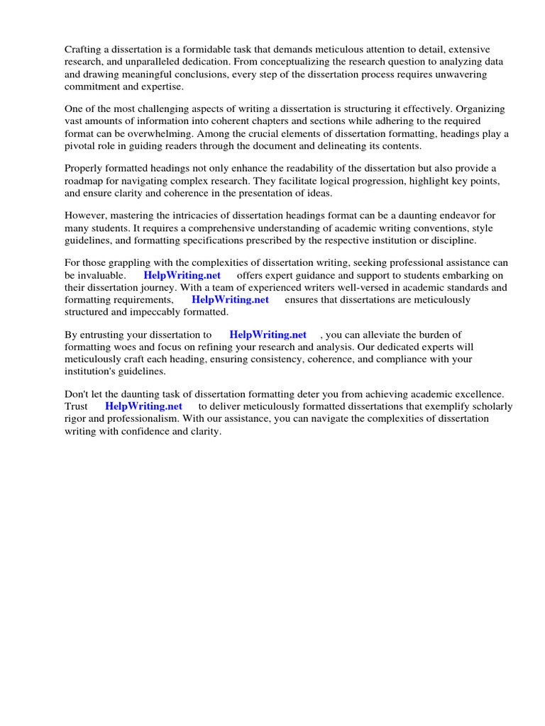 Dissertation Headings Format | PDF | Thesis | Doctor Of Philosophy