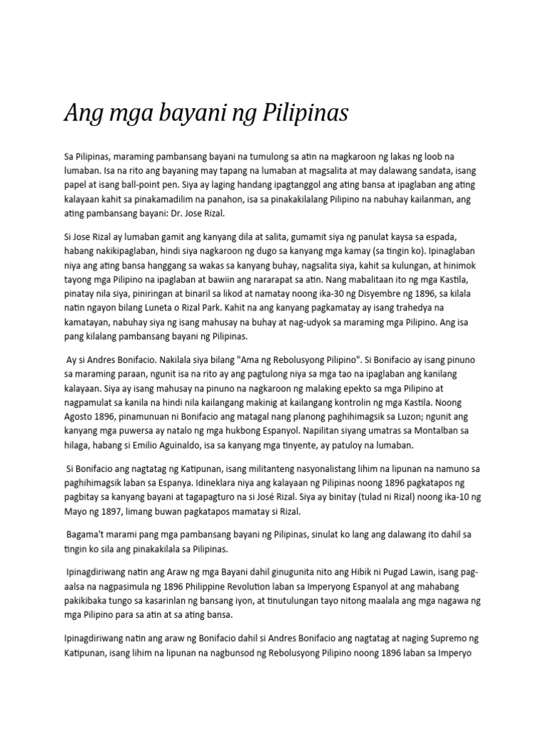 Ang Mga Bayani NG Pilipinas | PDF