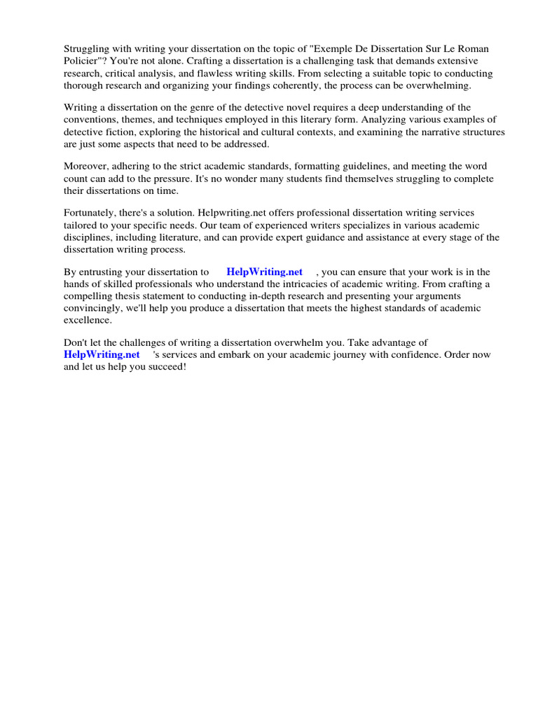Exemple de Dissertation Sur Le Roman Policier | PDF | Scribd | Thesis