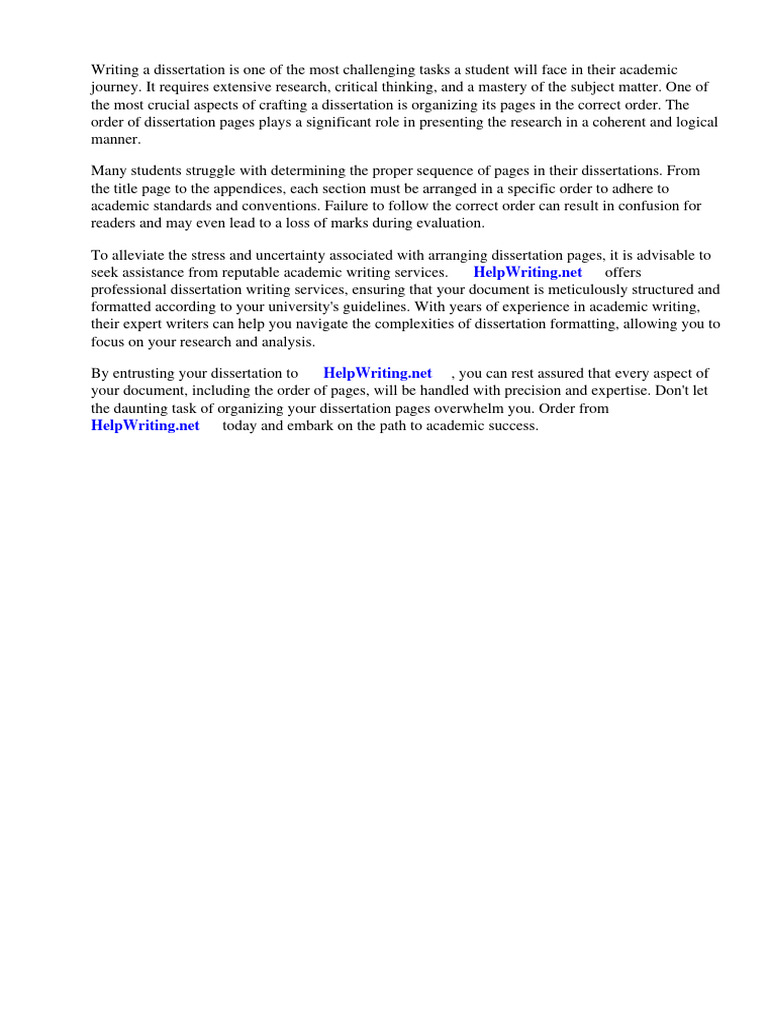 Dissertation Page Order Guide | PDF | Thesis | Essays