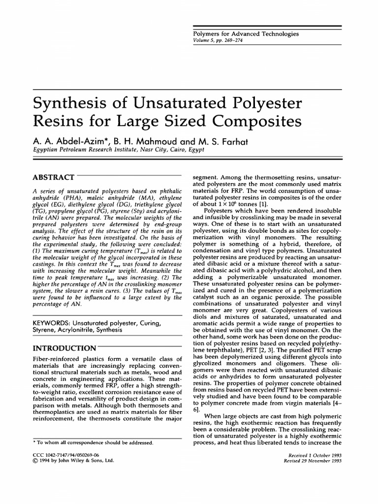 Abdel Azim1994 | PDF | Polyester | Polymers