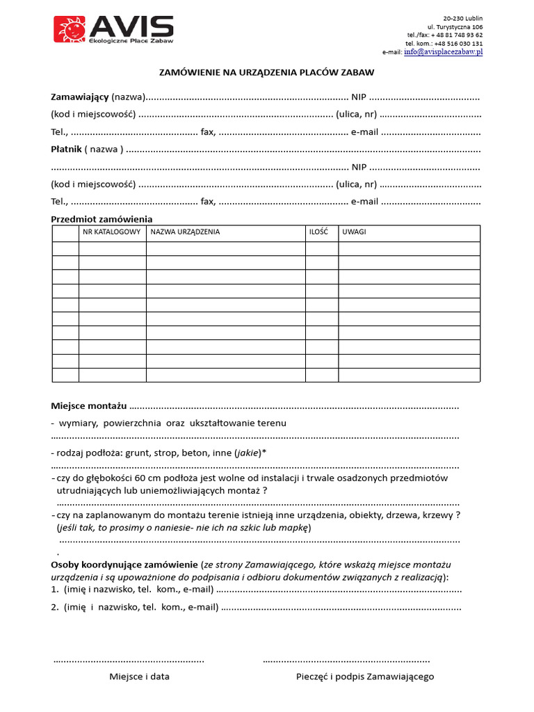 Formularz Zamowienia 2020 | PDF