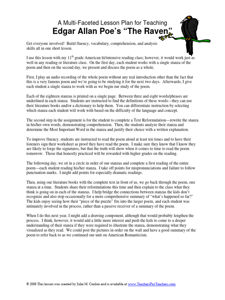 The Raven Handout | PDF | The Raven | Reading Comprehension