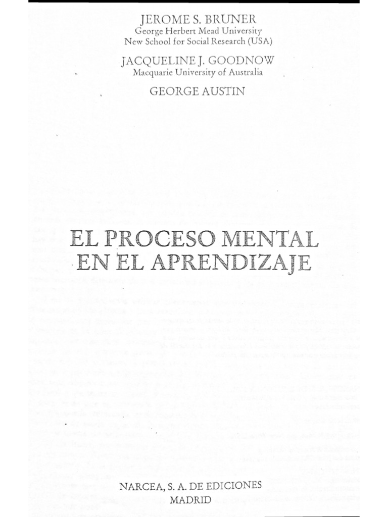 J. Bruner - El Proceso Mental en El Aprendizaje | PDF