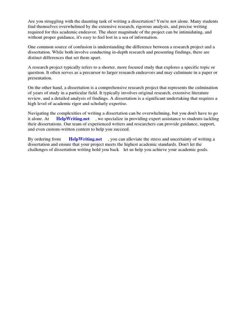 Difference Between Research Project and Dissertation | PDF | Thesis ...