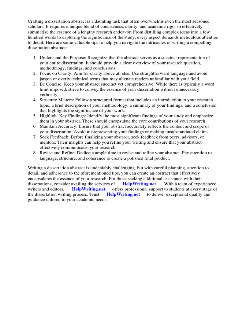 Tips For Writing A Dissertation Abstract | PDF | Thesis | Apa Style