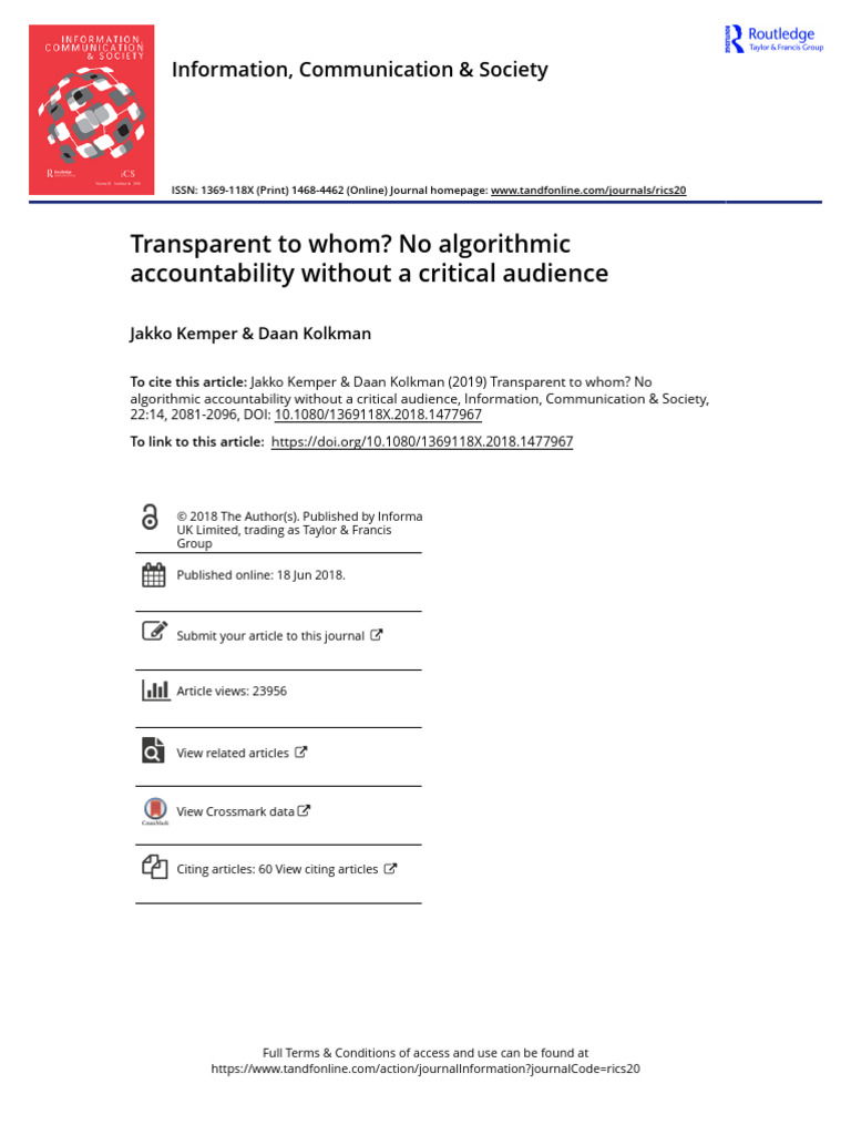 Transparent To Whom No Algorithmic Accountability Without A Critical ...