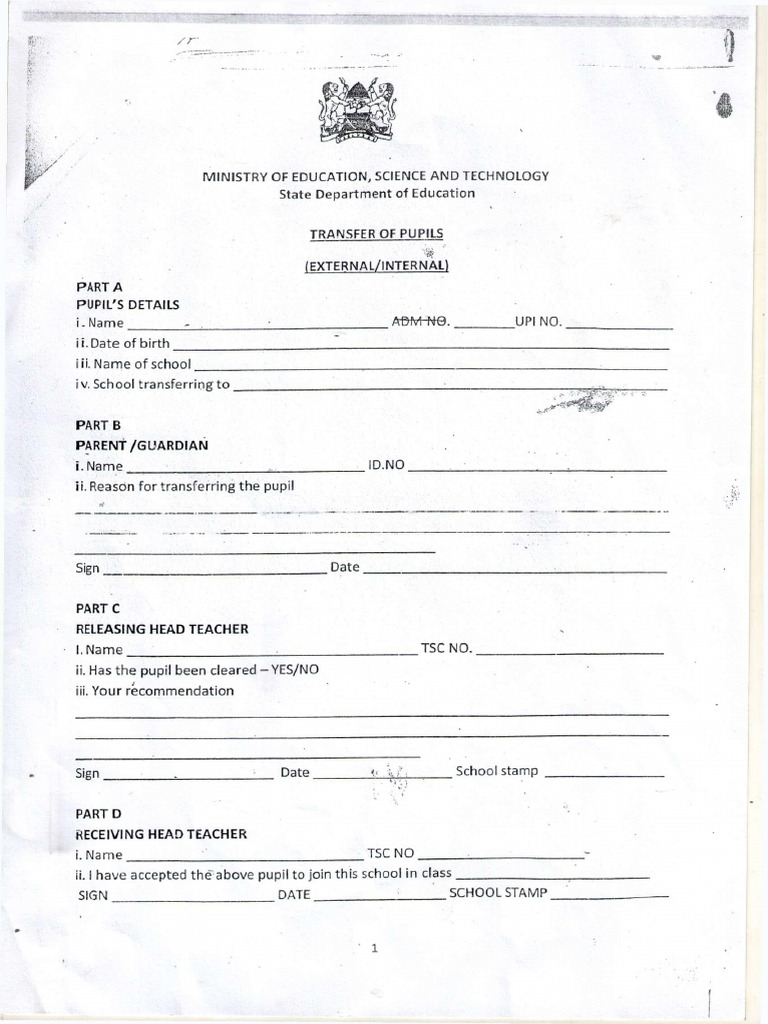 5735 Nemis Transfer Form For Primary Schools | PDF