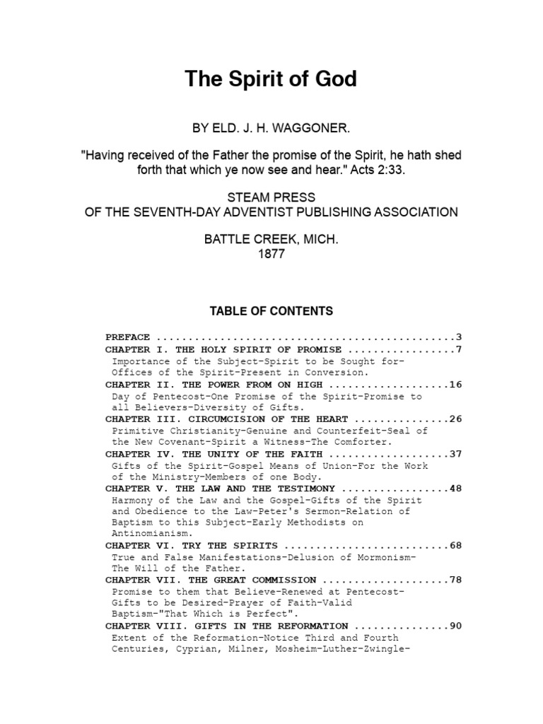 Waggoner (JH) - The Spirit of God | PDF