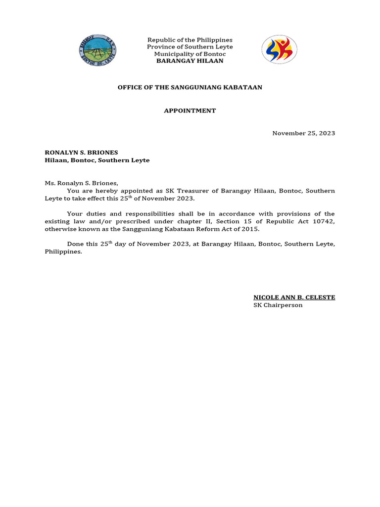 Appointment Resolution | PDF | Government | Youth Organizations