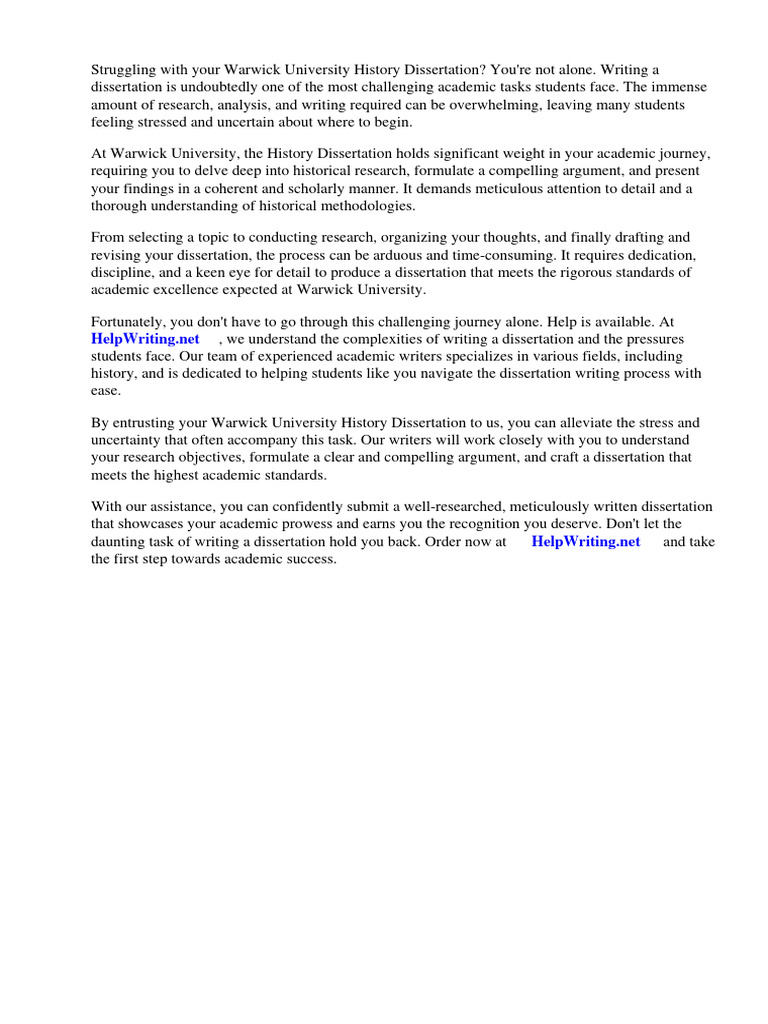 Warwick University History Dissertation | PDF | Thesis