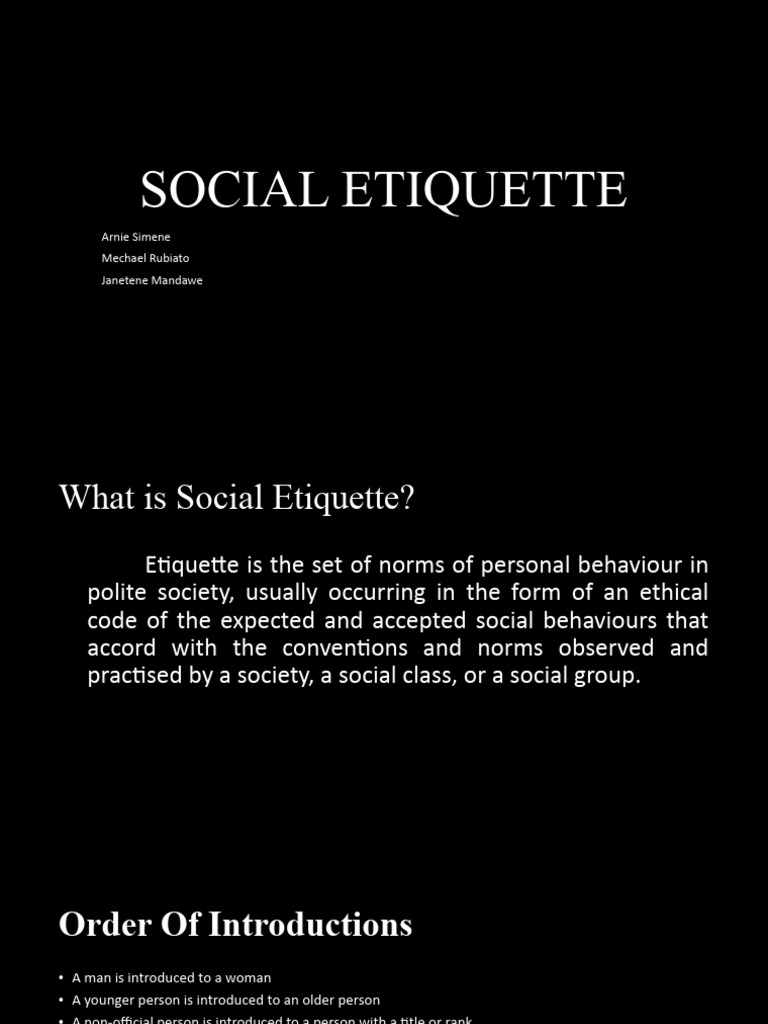 Essential Social Etiquette Guide | PDF | Etiquette | Telephone