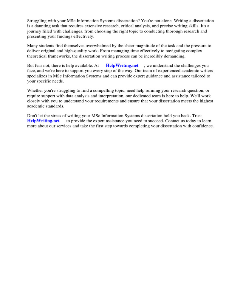 Dissertation Topics For MSC Information Systems | PDF | Thesis | Forecasting