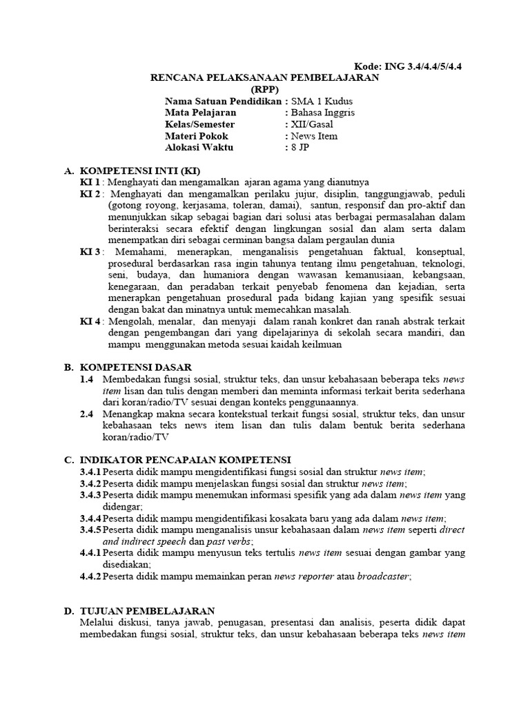 Ratih Kusumaningtyas Lesson Plan Pdf