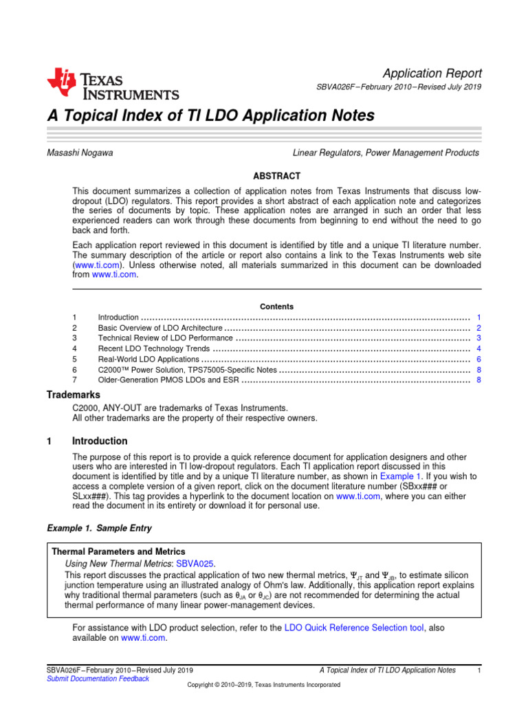 A Topical Index of TI LDO Application Notes (Rev. F) | PDF | Power ...