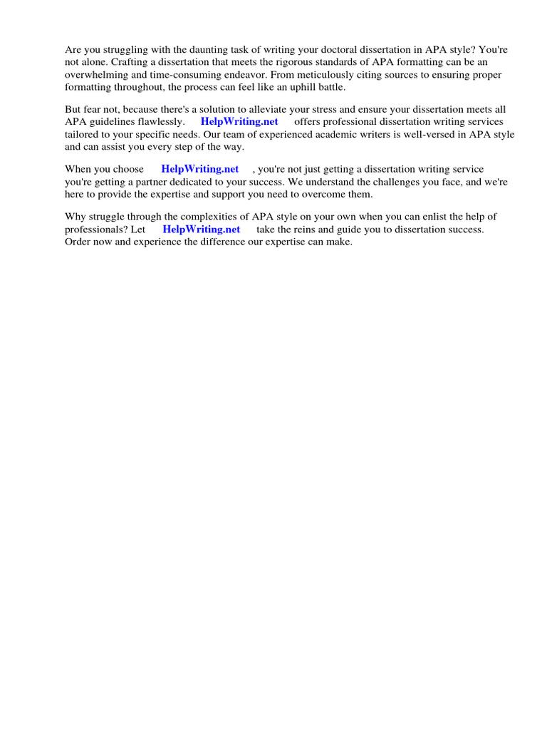 Apa Style Citing Doctoral Dissertation | PDF | Thesis | Citation