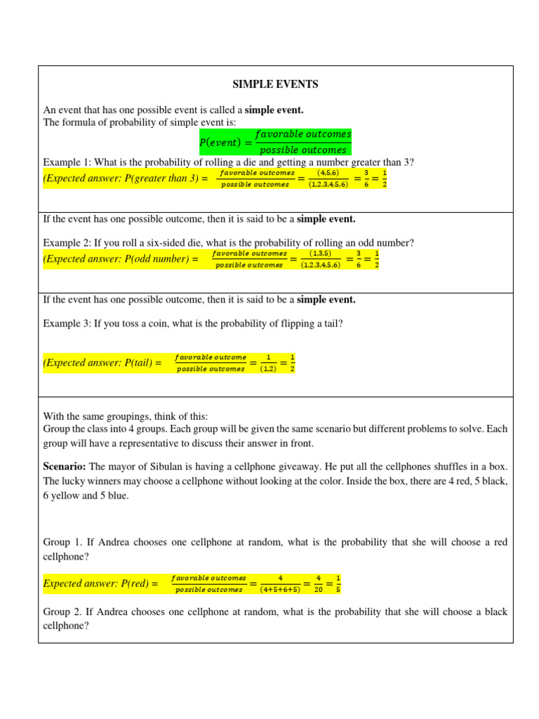 Simple and Compound Event | PDF