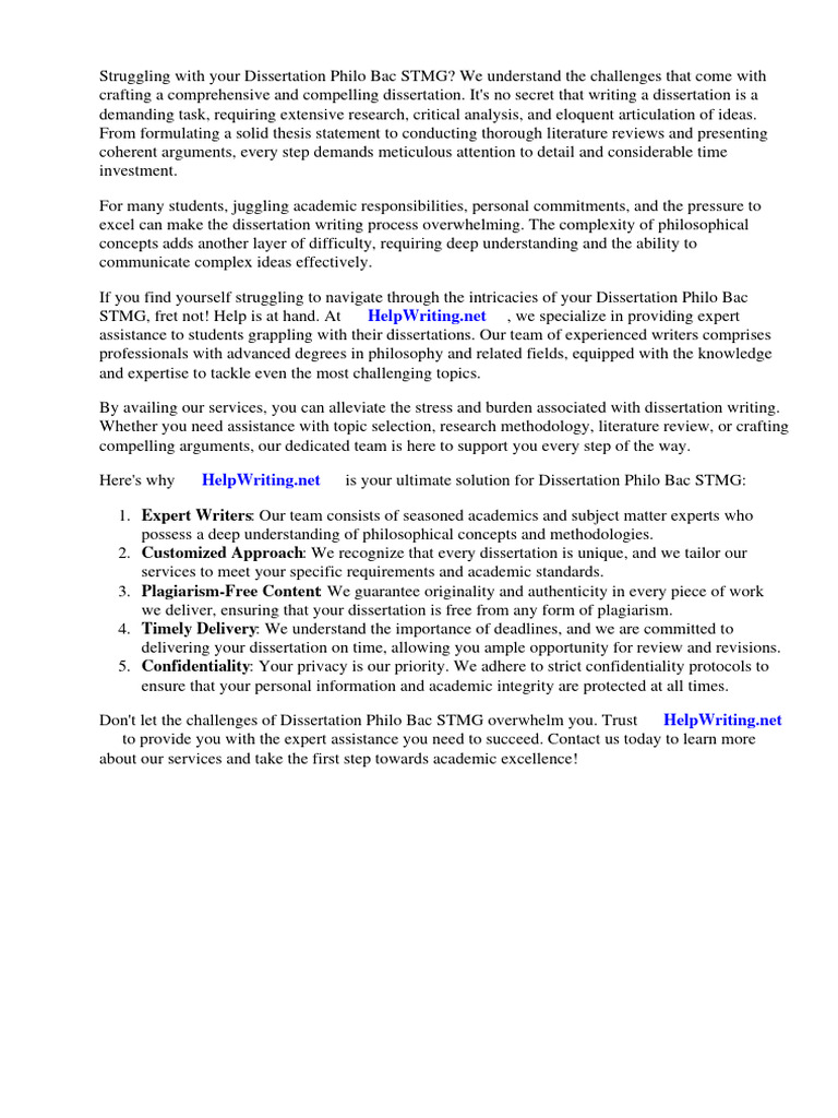 Dissertation Philo Bac STMG | PDF | Expert | Thesis