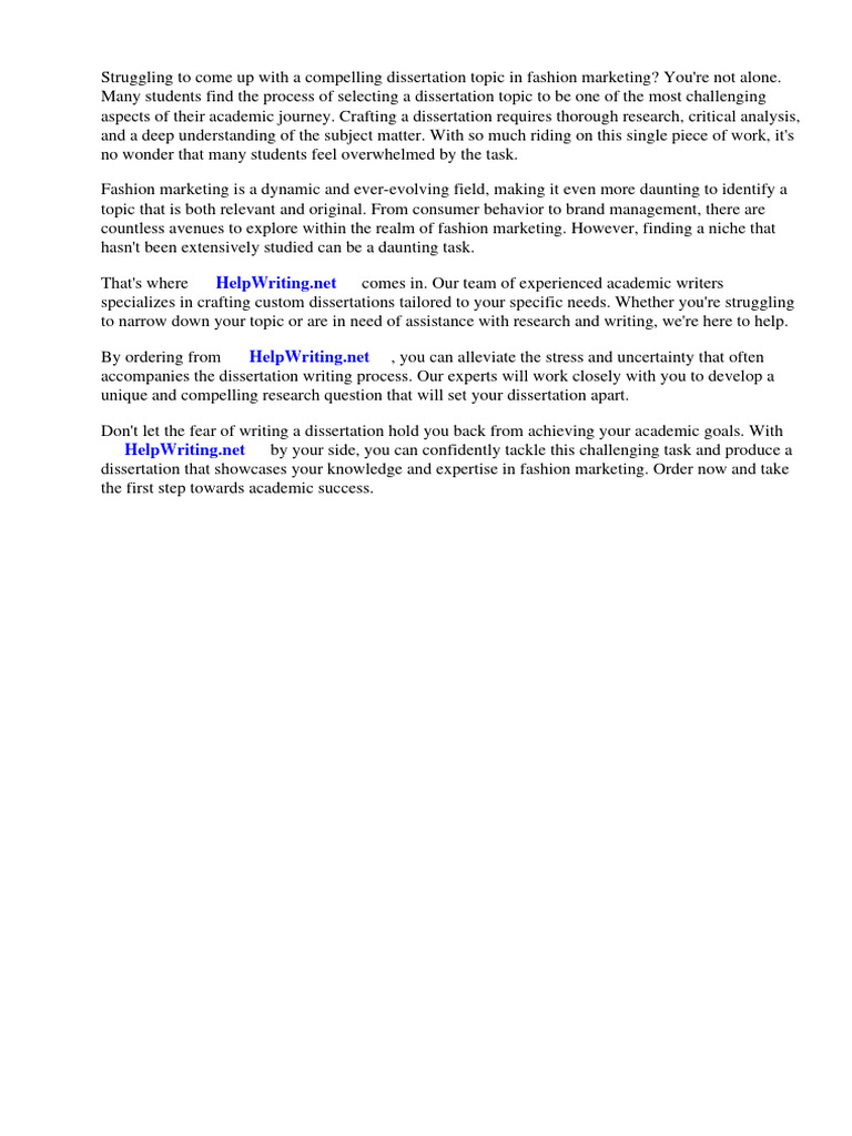 Dissertation Topics in Fashion Marketing | PDF | Fashion | Popular ...