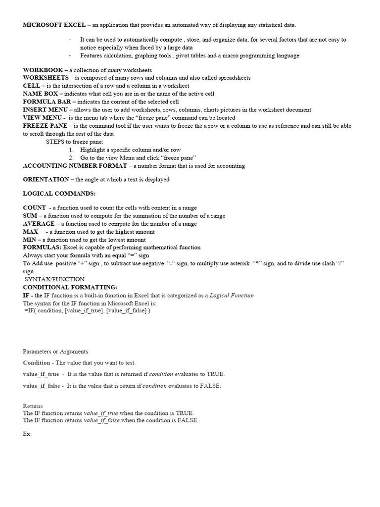 Ms Excel Handout 3 Download Free Pdf Microsoft Excel Computing