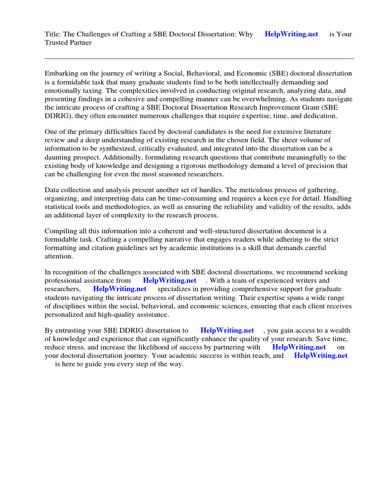 Sbe Doctoral Dissertation Research Improvement Grants (Sbe Ddrig) | PDF ...