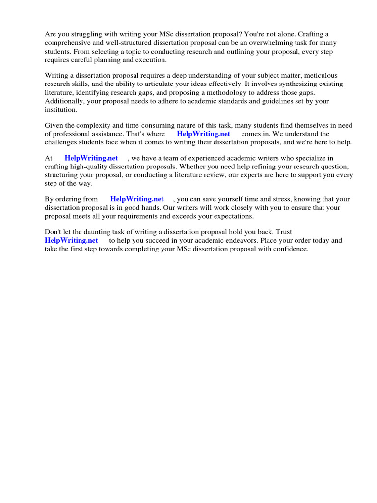 How To Write A MSC Dissertation Proposal | PDF | Thesis | International ...