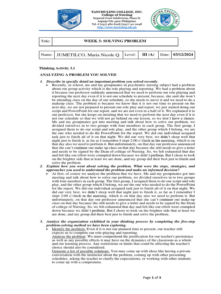 Critical Thinking TASK-WEEK 3 | PDF | Anxiety | English Language