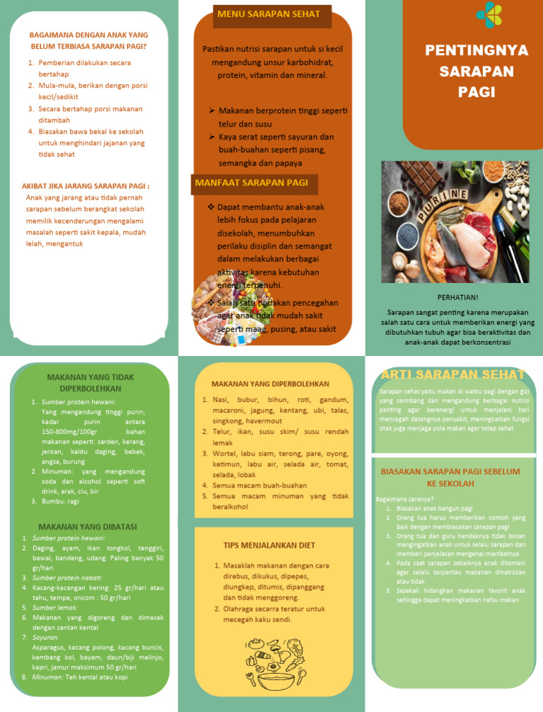 Leaflet Rendah Purin PKM S.Parman | PDF | Memasak, Makanan, & Anggur ...