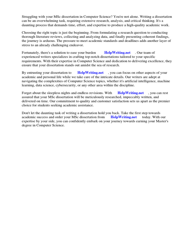MSC Dissertation Topics Computer Science | PDF | Thesis | Computer Science