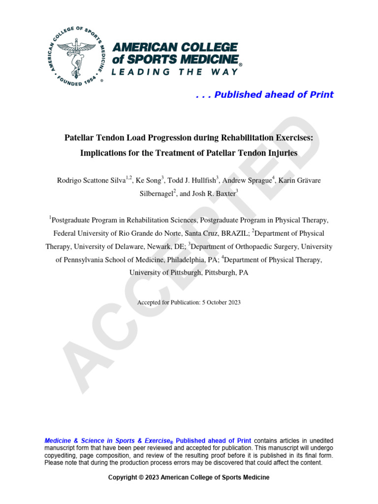 Patellar Tendon Load Progression During Rehabilitation Exercises | PDF ...