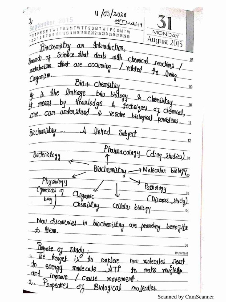 Lecture Notes of Biochemistry I First 10 Lectures | PDF