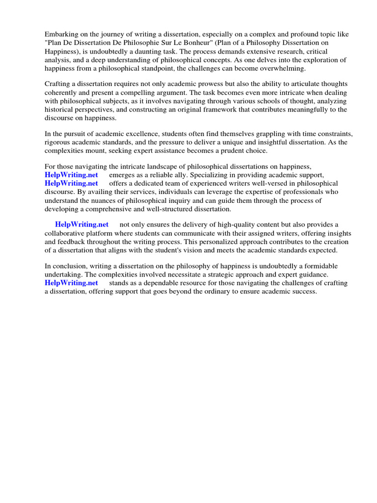 Plan de Dissertation de Philosophie Sur Le Bonheur | PDF | Happiness ...