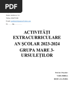 Planificarea Activitatilor Extracurriculare 20232024 | PDF