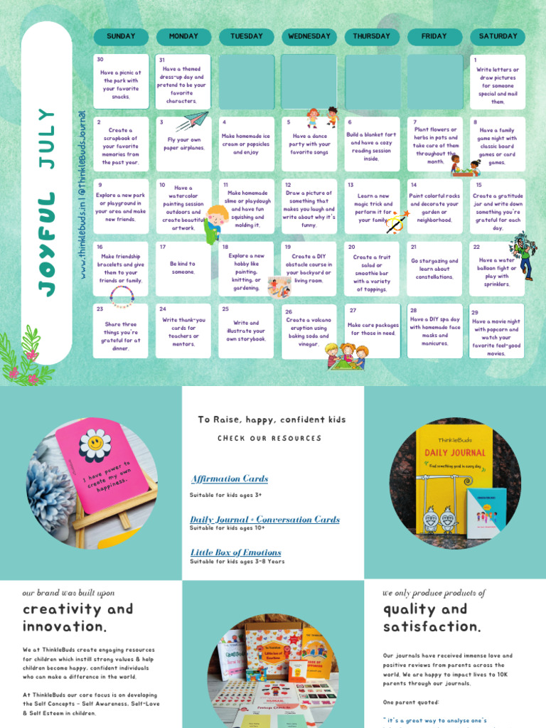 Joyful July Action Calender | PDF
