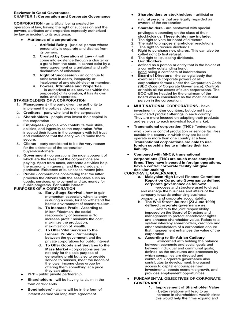 Understanding Corporate Governance Essentials | PDF | Corporate ...