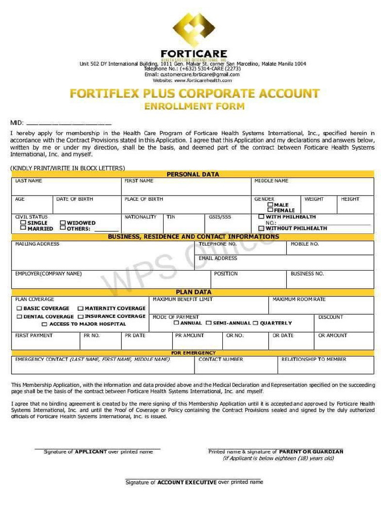 Forticare Form | PDF