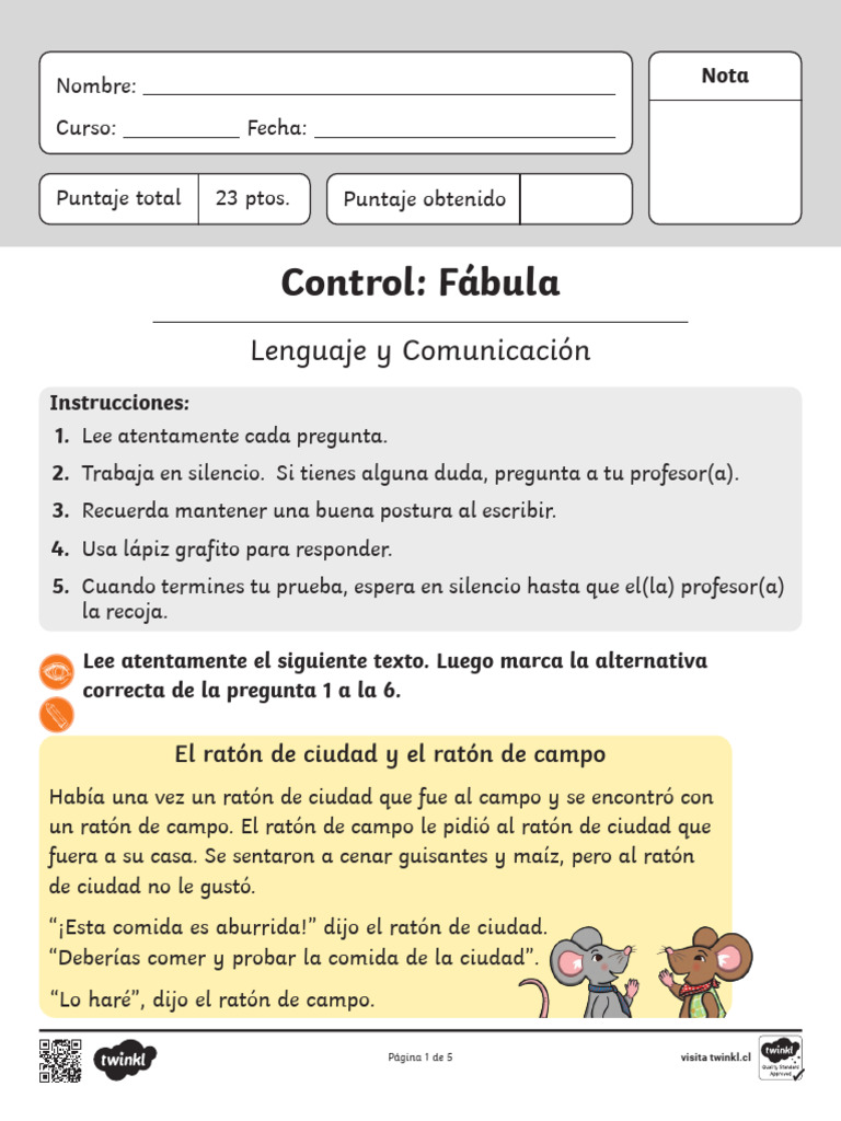 Fábula: El ratón de ciudad y campo | PDF | Fábula | Comunicación
