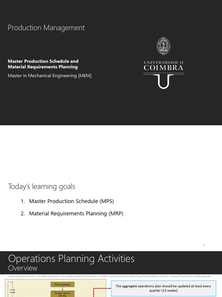 Master Production & Material Planning Guide | PDF | Production And ...