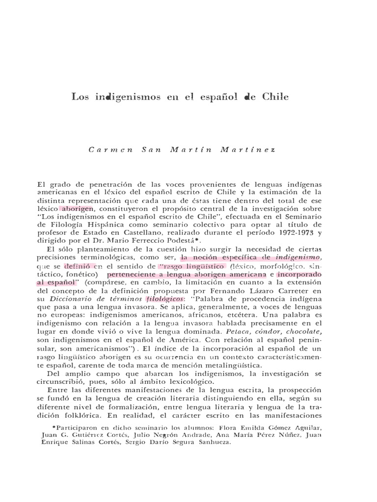 Indigenismos en el español de Chile | PDF | Lengua española | España