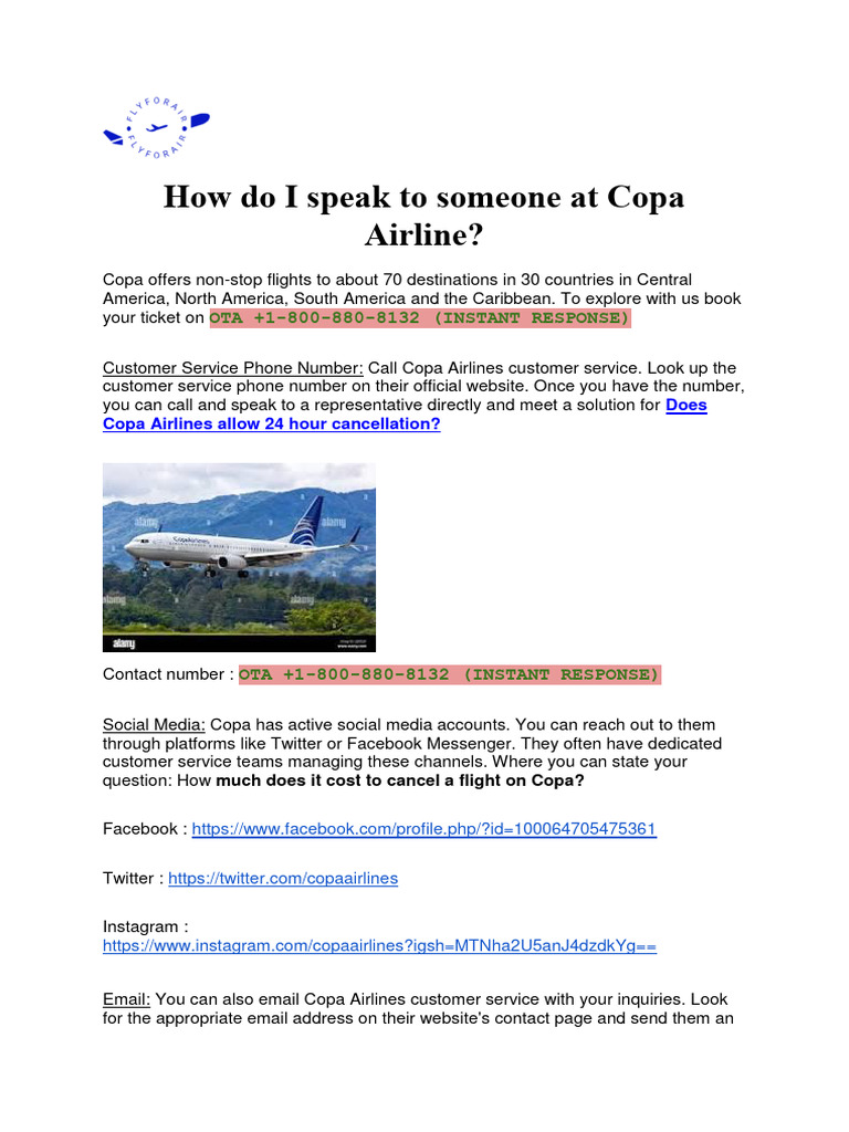 How Do I Speak To Someone at Copa Airline | Download Free PDF | Airlines | Fee