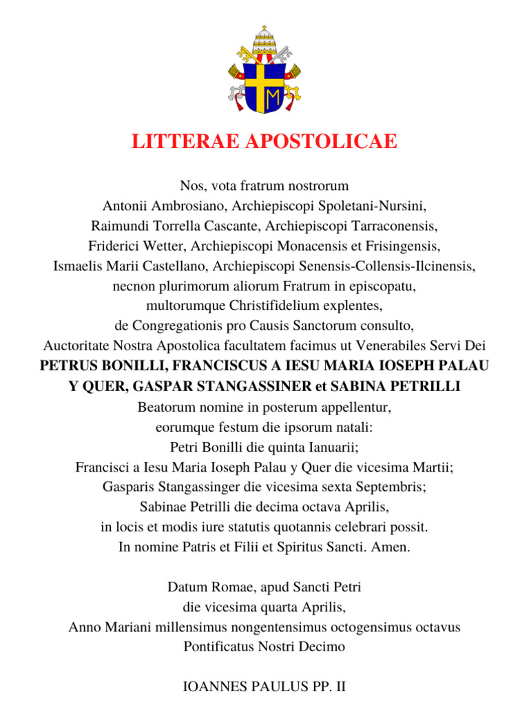 Apostolic Letter of John Paul II | PDF