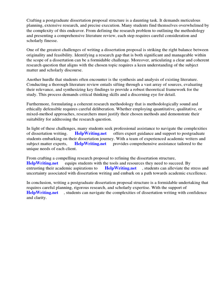 Postgraduate Dissertation Proposal Structure | PDF | Thesis | Methodology