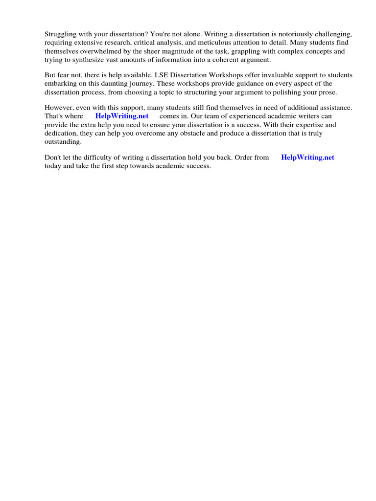 Lse Dissertation Workshops | PDF | Thesis | Literacy