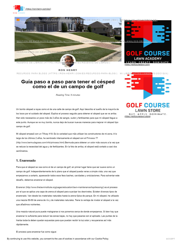 Guía Paso a Paso Para Tener El Césped Como El de Un Campo de Golf - Ron Henry | PDF | Cortacésped