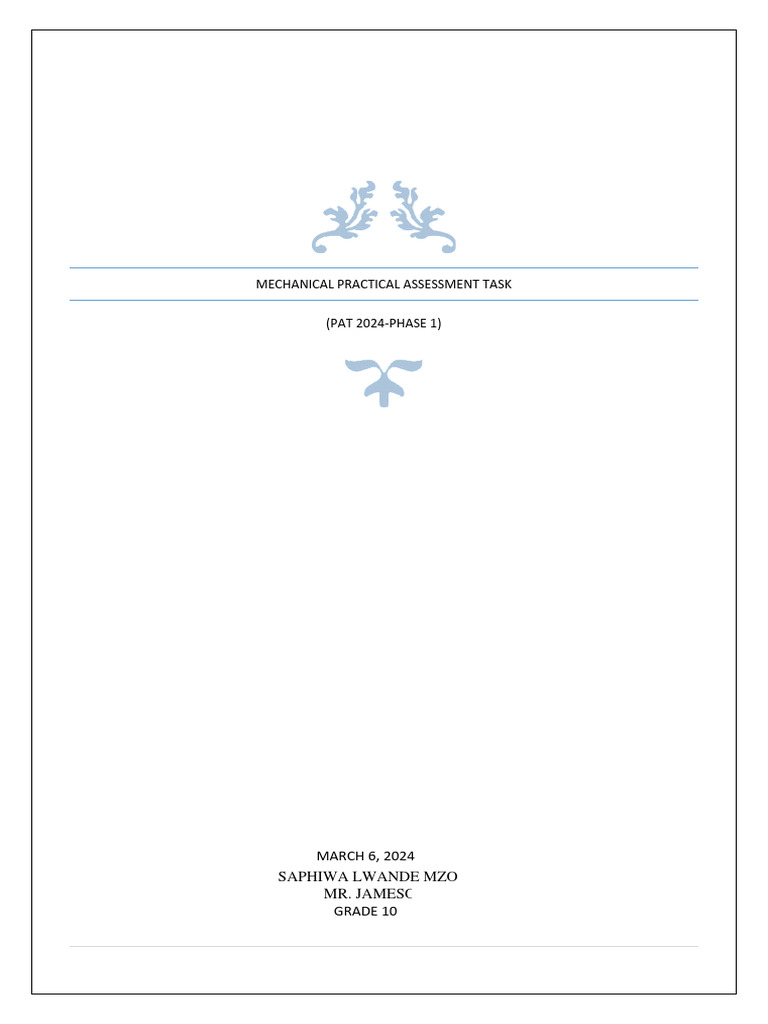 Mechanical Practical Assessment Task P1 New Pdf Fuels Sustainable