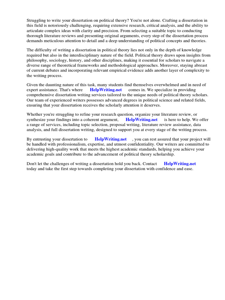 Dissertation Topics in Political Theory | PDF | Political Science | Science