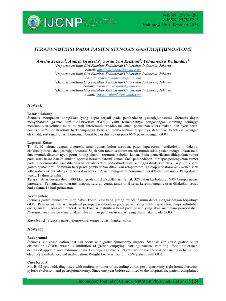Terapi Nutrisi untuk Stenosis Gastrojejunostomi | PDF | Pengembangan Diri